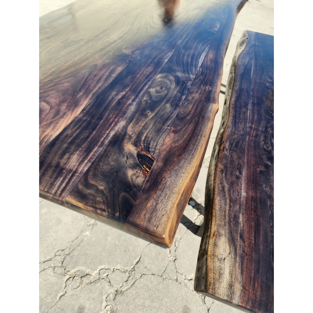 Live edge Acacia wood Table and Bench Set – Alive Edge Designs