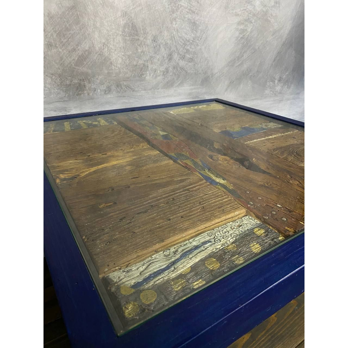 29" Royal Blue Reclaimed Wooden Coffee Table – Alive Edge Designs